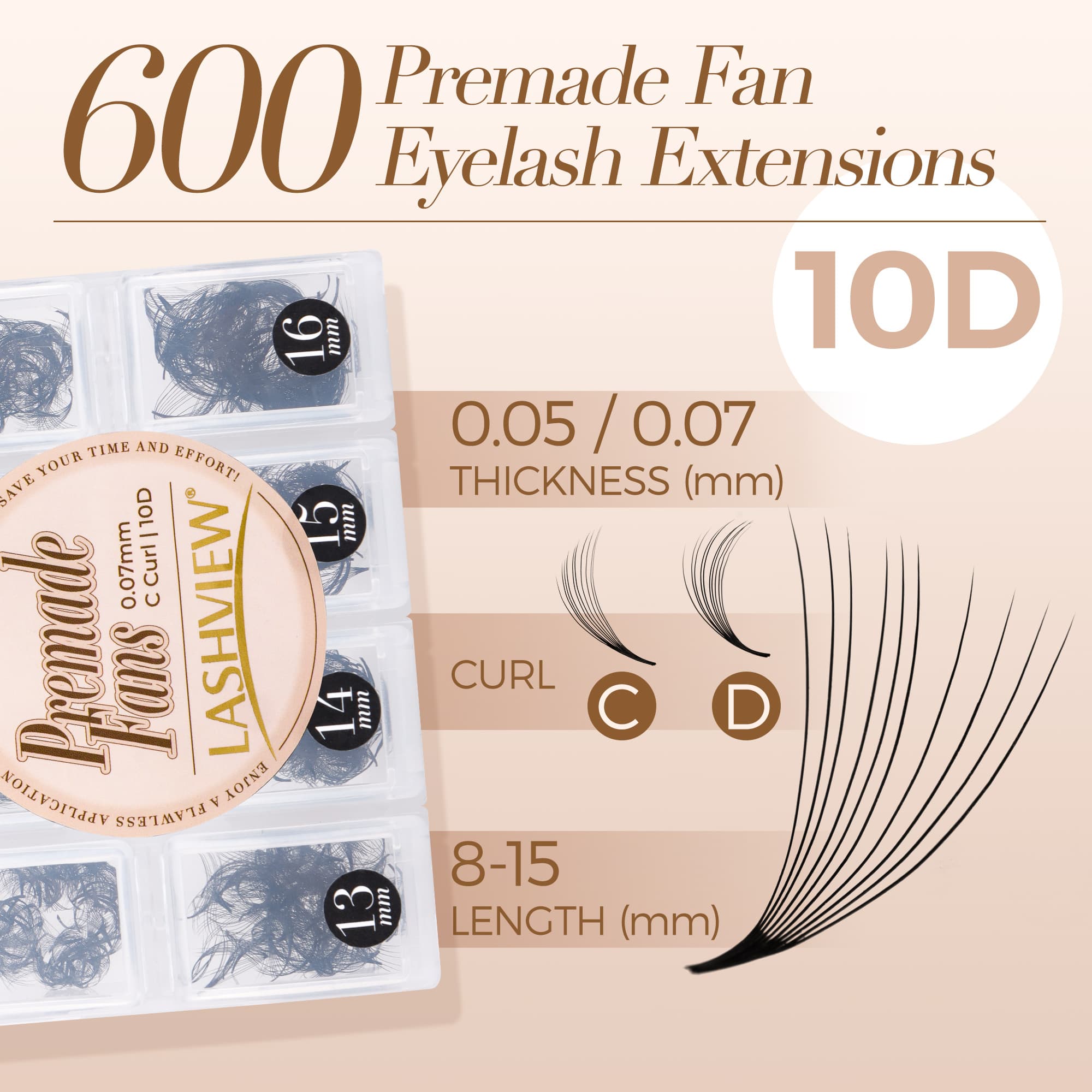 Loose Fans Premade Lash - Lashview 600pcs 0.07mm Quality Eyelash Fans